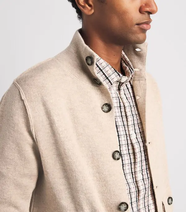 ALLUDE Wool-cashmere High-neck Cardigan