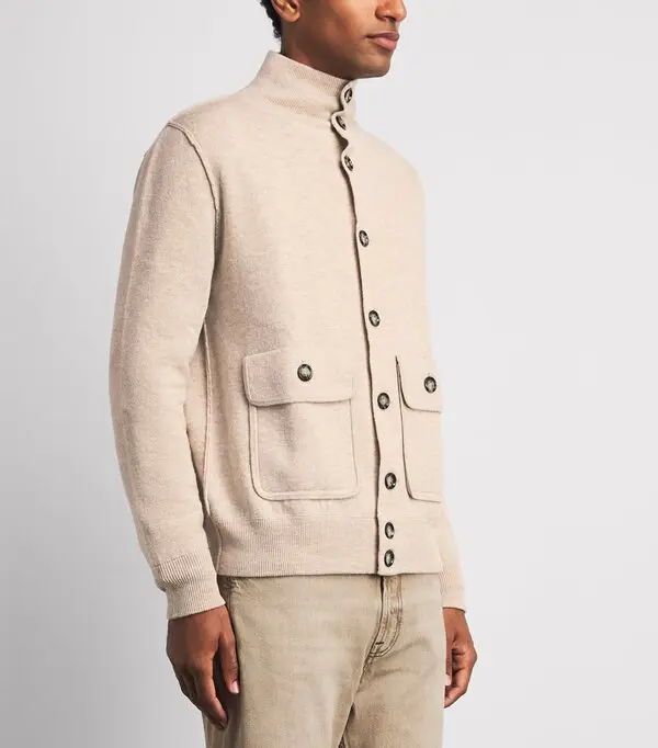 ALLUDE Wool-cashmere High-neck Cardigan