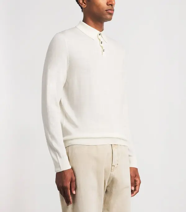 ALLUDE Virgin Wool Open-collar Polo Sweater