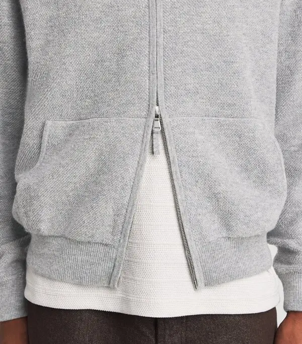 ALLUDE Wool-cashmere Waffle-knit Zip-up Cardigan
