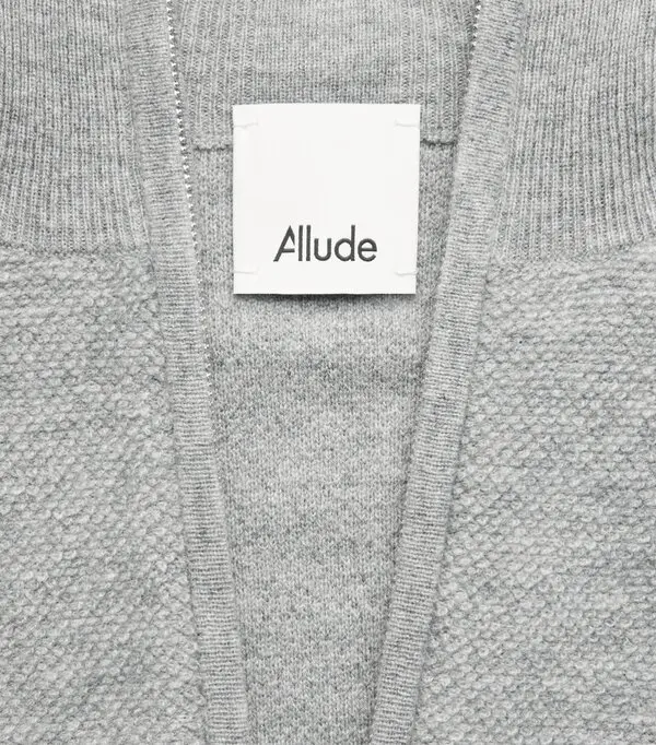 ALLUDE Wool-cashmere Waffle-knit Zip-up Cardigan