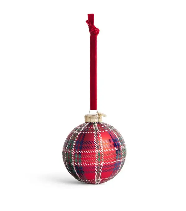 Harrods Glass Tartan Bauble