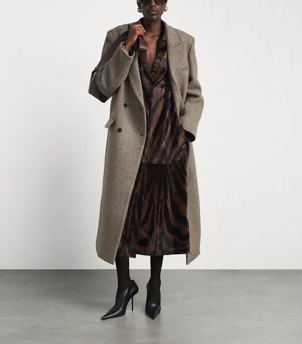 Source Unknown Wool Double-breasted Reyna Long Coat