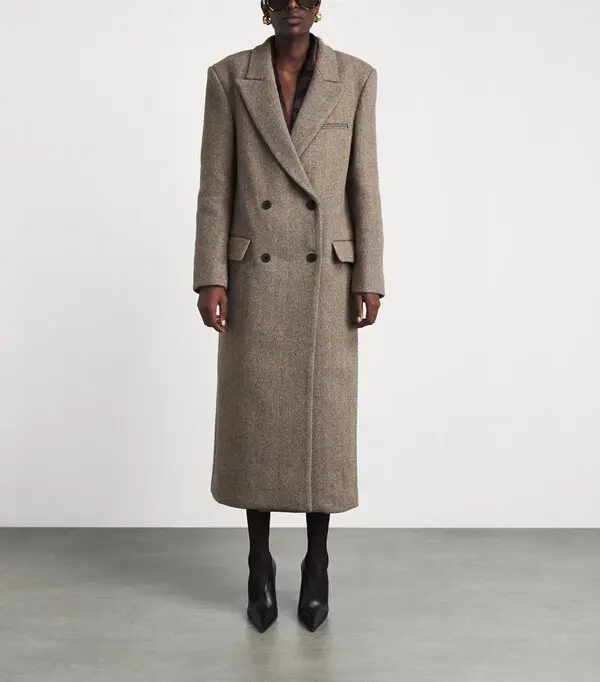 Source Unknown Wool Double-breasted Reyna Long Coat