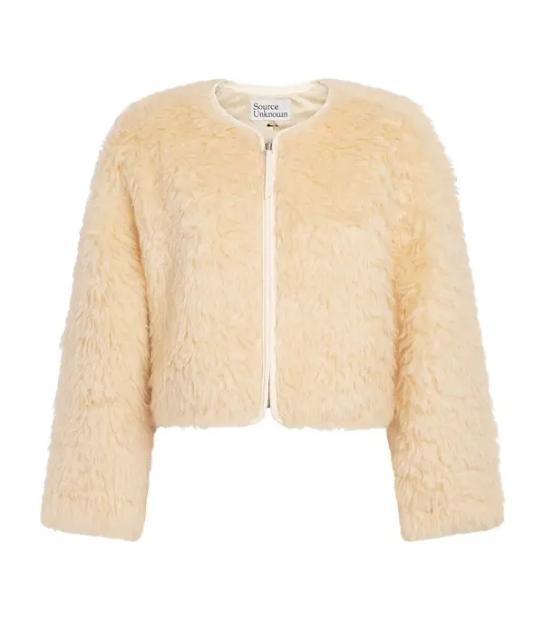 Source Unknown Shearling Cropped Jacket - Yellow