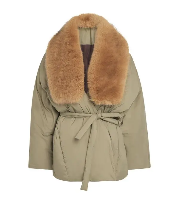 Source Unknown Down Faux-fur-trim Egizio Puffer Jacket - Green