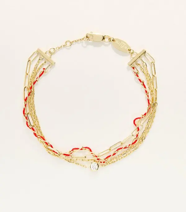 REDLINE Yellow Gold And Diamond Generous Bracelet - Red