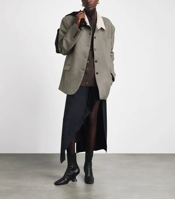 Source Unknown Contrast-collar Suki Blazer Shirt