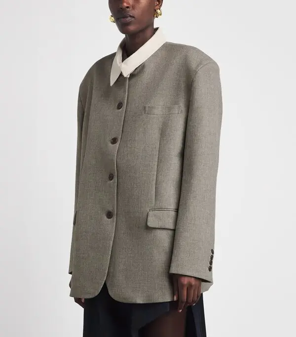 Source Unknown Contrast-collar Suki Blazer Shirt