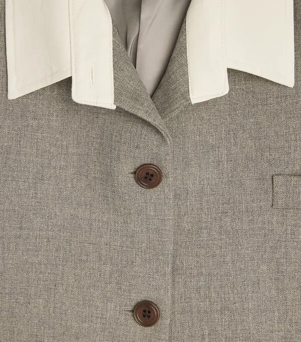 Source Unknown Contrast-collar Suki Blazer Shirt