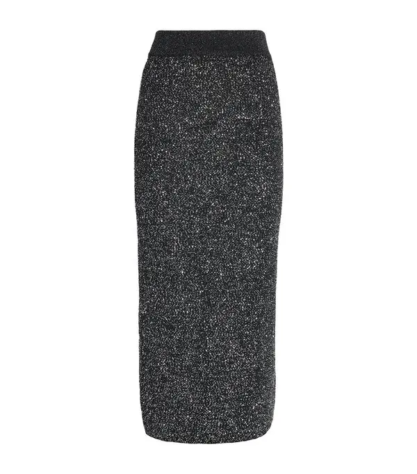 TOCCIN Knitted Sequin Alisha Midi Skirt - Grey