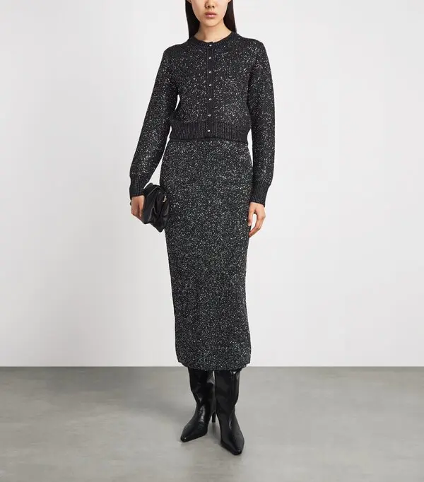 TOCCIN Knitted Sequin Alisha Midi Skirt