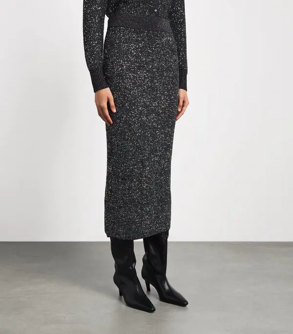 TOCCIN Knitted Sequin Alisha Midi Skirt