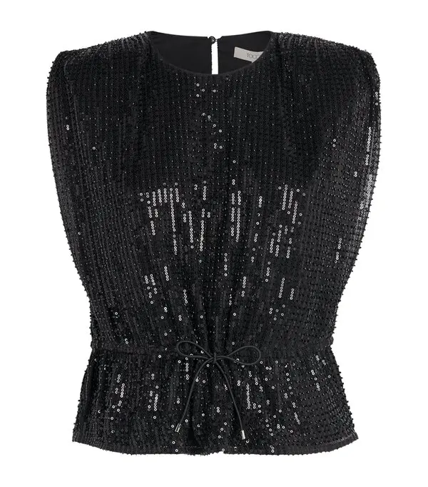 TOCCIN Sequin Drawstring Talon Top - Black
