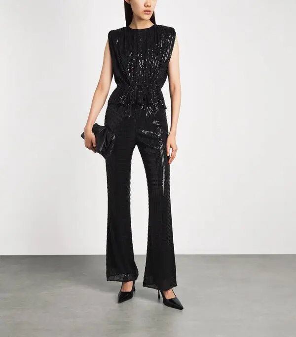 TOCCIN Sequin Drawstring Talon Top