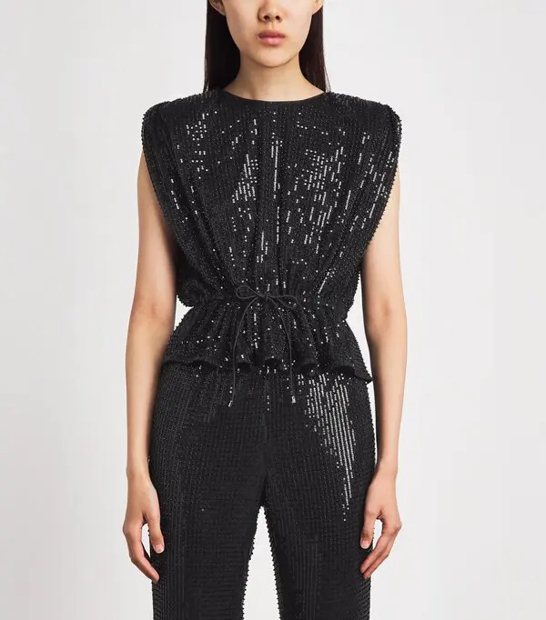 TOCCIN Sequin Drawstring Talon Top