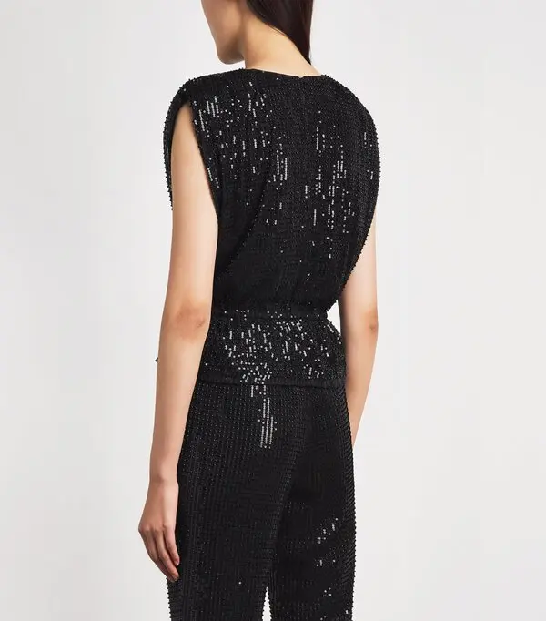 TOCCIN Sequin Drawstring Talon Top