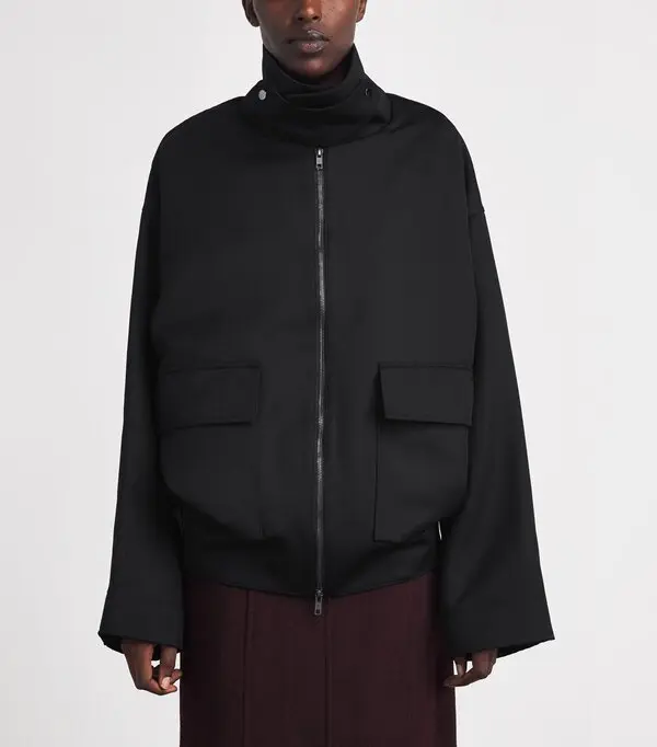 BIRROT Oversized Funnel-neck Bomber Jacket