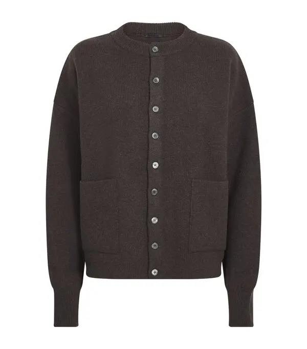 BIRROT Merino Wool Cardigan With Patch Pockets - Brown