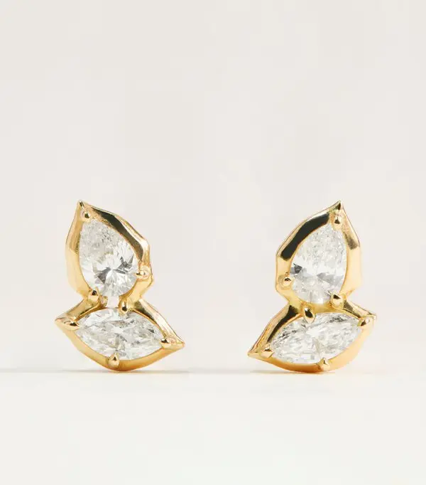 JADE TRAU Yellow And Diamond Poppy Drop Earrings