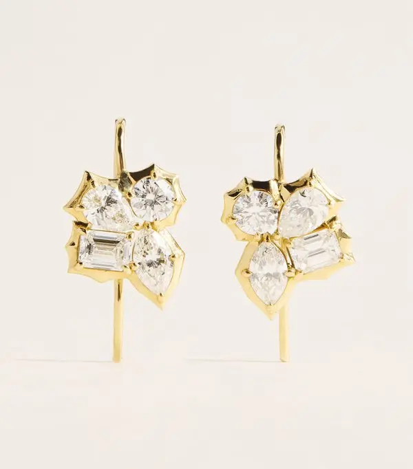 JADE TRAU Yellow And Diamond Poppy Hook Earrings - Gold