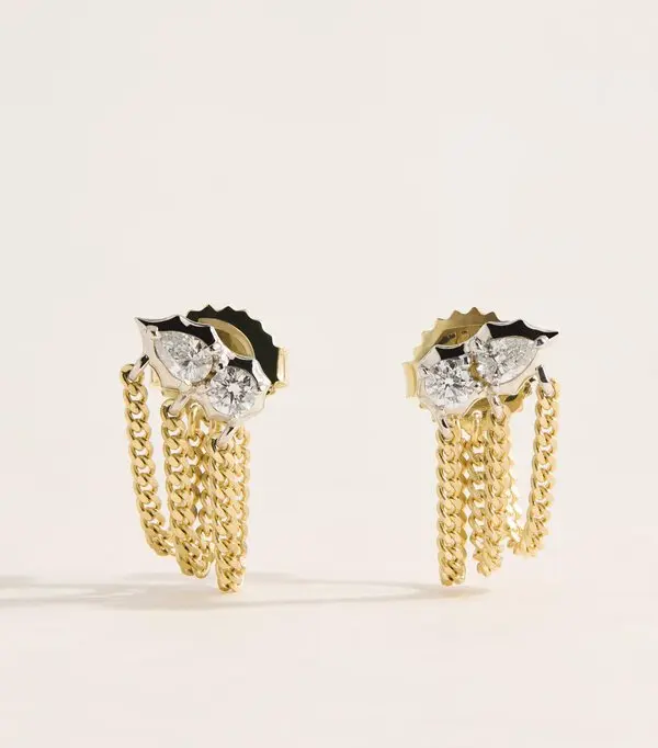 JADE TRAU Yellow Platinum And Diamond Posey Chain Earrings - Gold