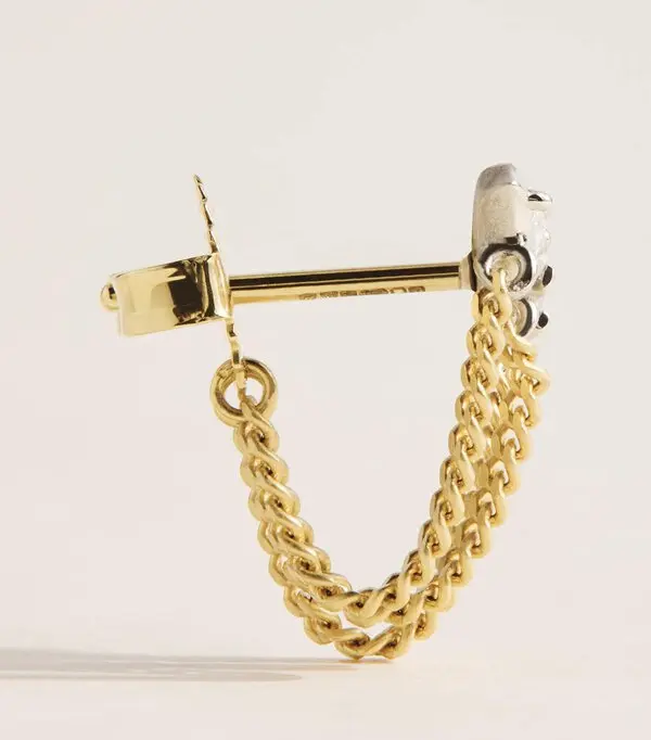 JADE TRAU Yellow Platinum And Diamond Posey Chain Earrings