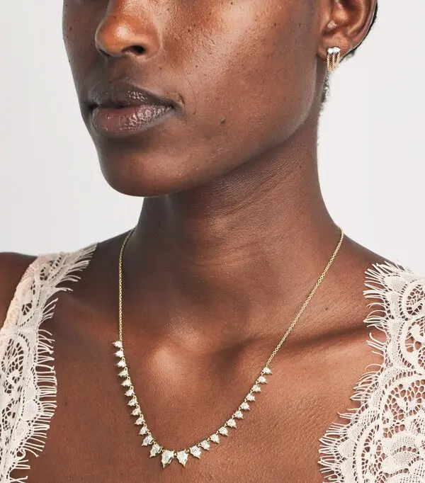 JADE TRAU Yellow Platinum And Diamond Posey Chain Earrings