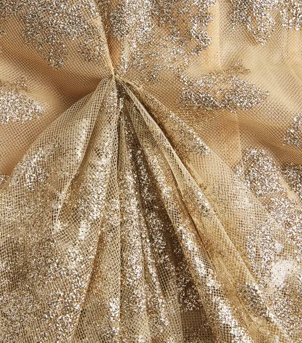 SANDRA MANSOUR Embellished Long-sleeve Gown
