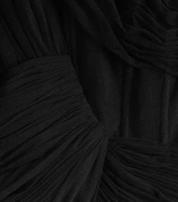 SANDRA MANSOUR Tulle One-shoulder Gown