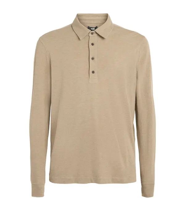 Paige Cotton Ballard Long-sleeve Polo Shirt - Brown