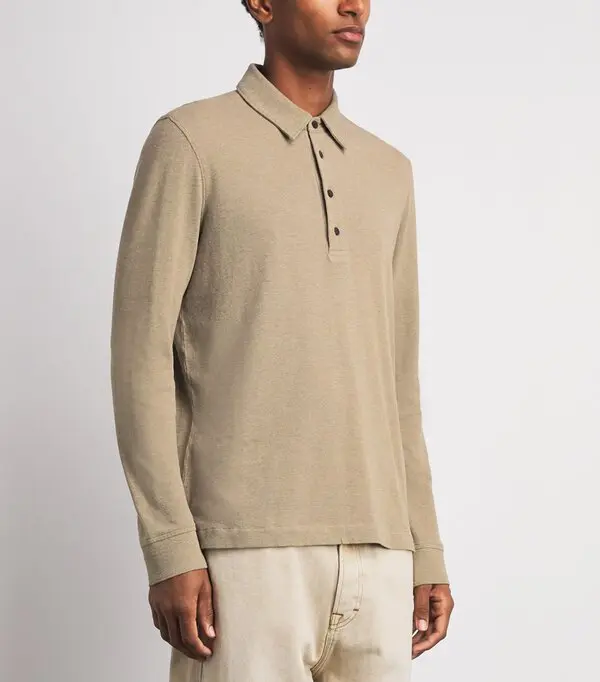 Paige Cotton Ballard Long-sleeve Polo Shirt - Brown