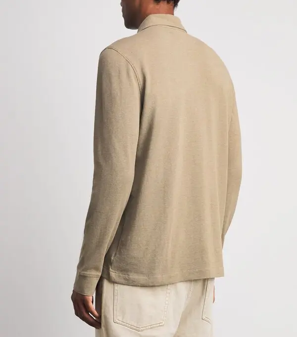Paige Cotton Ballard Long-sleeve Polo Shirt - Brown