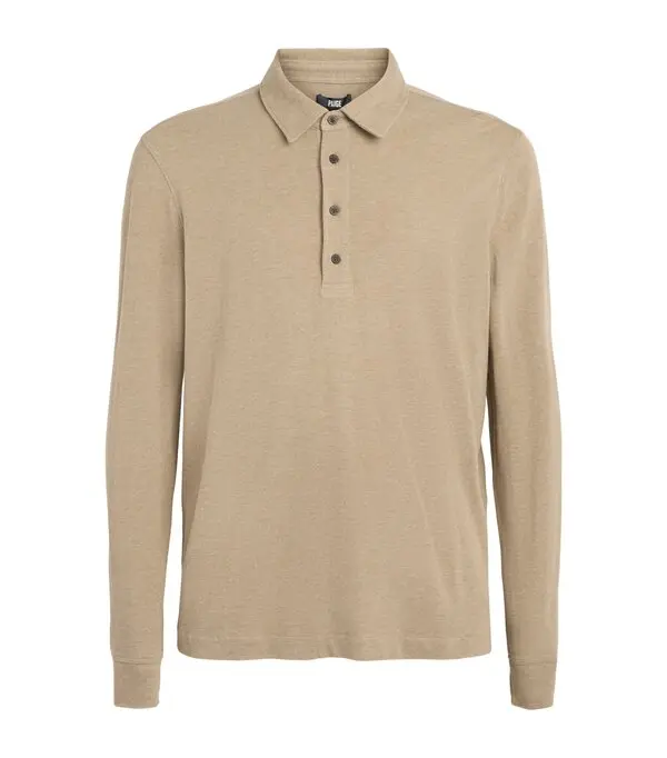 Paige Cotton Ballard Long-sleeve Polo Shirt - Brown