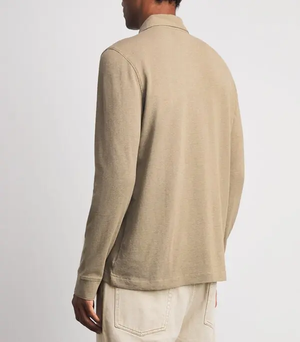 Paige Cotton Ballard Long-sleeve Polo Shirt - Brown