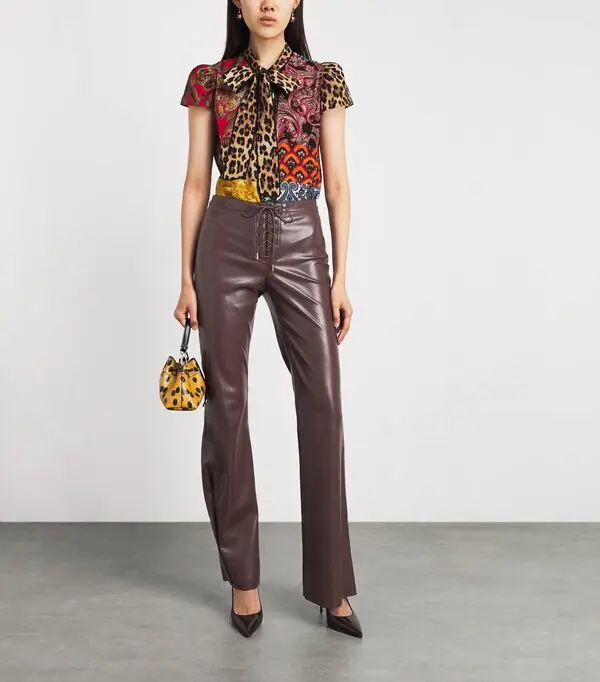 Alice + Olivia Faux Leather Lace-up Ravyn Trousers