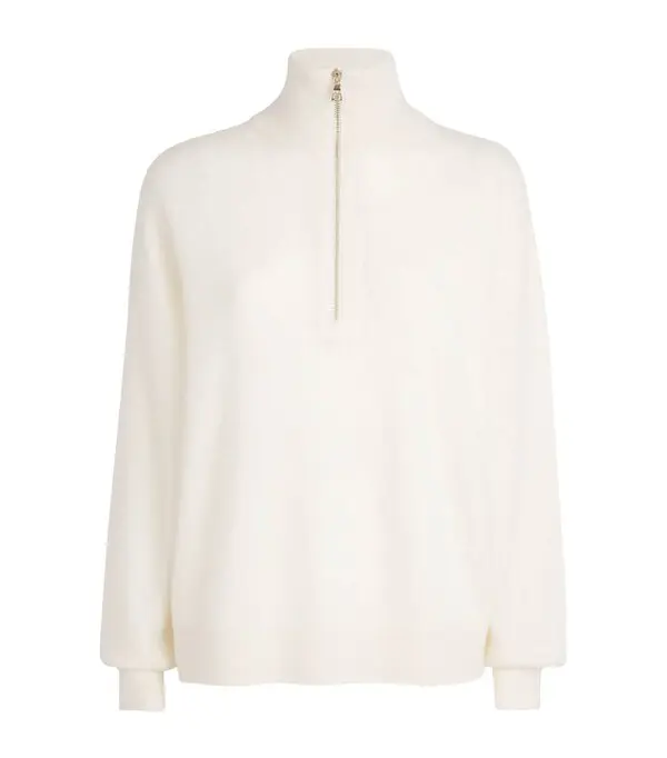 Alice + Olivia Stretch-cashmere Quarter-zip Sweater - Ivory