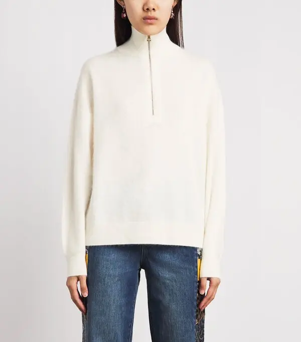 Alice + Olivia Stretch-cashmere Quarter-zip Sweater
