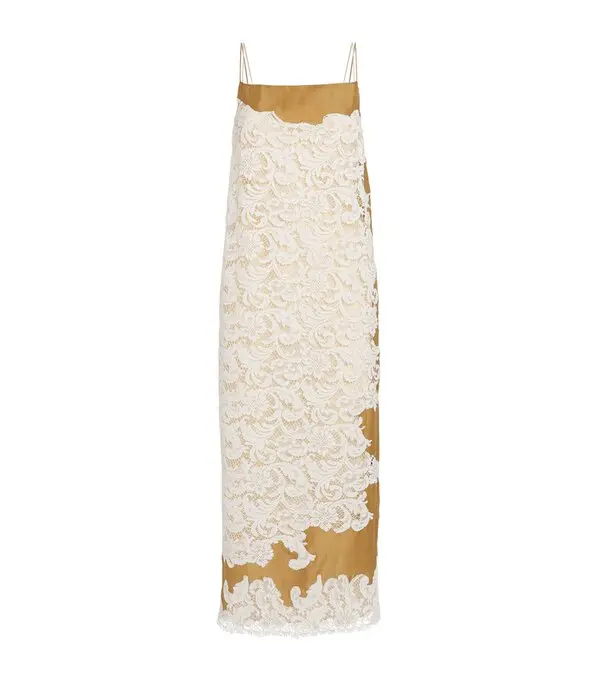Khaite Silk-lace Nevis Midi Dress - Gold