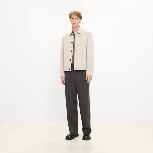 Theory Double-face Wool-cashmere Short Jacket - Silver Stone