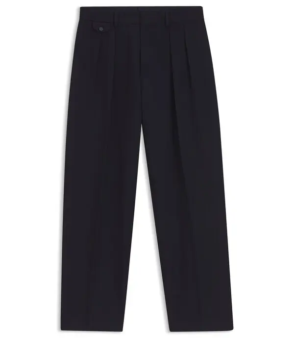 BOSS By Beckham Relaxed-fit Pants In Italian Wool - Dark Blue