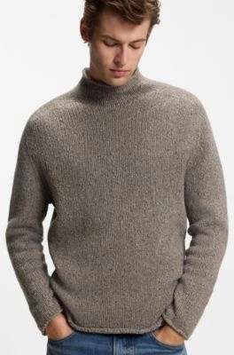 BOSS By Beckham Virgin Wool Tweed Knit Sweater