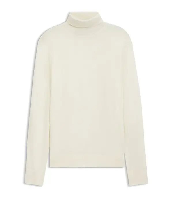 BOSS By Beckham Turtleneck Sweater In Virgin Wool And Cashmere - White