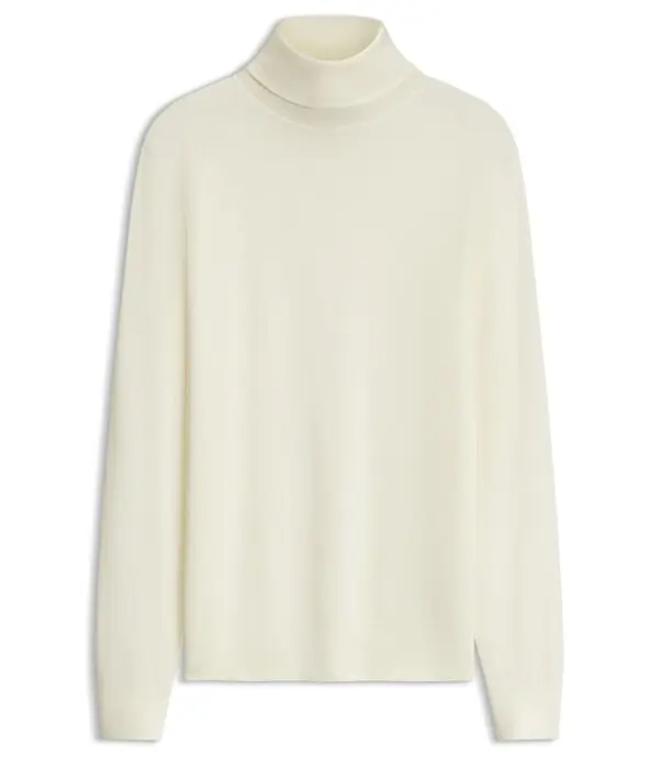 BOSS By Beckham Virgin Wool And Cashmere Turtleneck Sweater - White