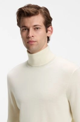 BOSS By Beckham Virgin Wool And Cashmere Turtleneck Sweater - White
