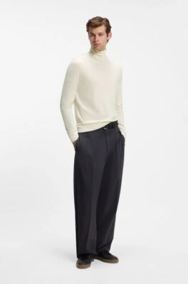 BOSS By Beckham Virgin Wool And Cashmere Turtleneck Sweater - White
