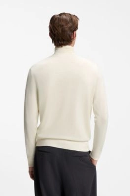 BOSS By Beckham Virgin Wool And Cashmere Turtleneck Sweater - White