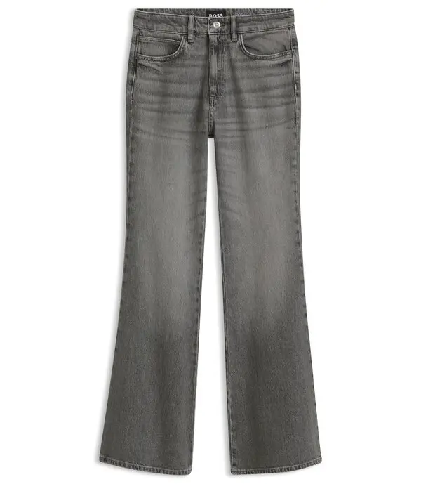 BOSS Flared-fit Jeans In Marble-look Stretch Denim
