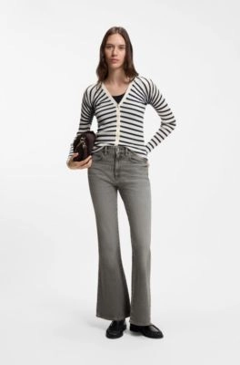 BOSS Flared-fit Jeans In Marble-look Stretch Denim