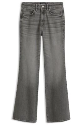 BOSS Flared-fit Jeans In Marble-look Stretch Denim